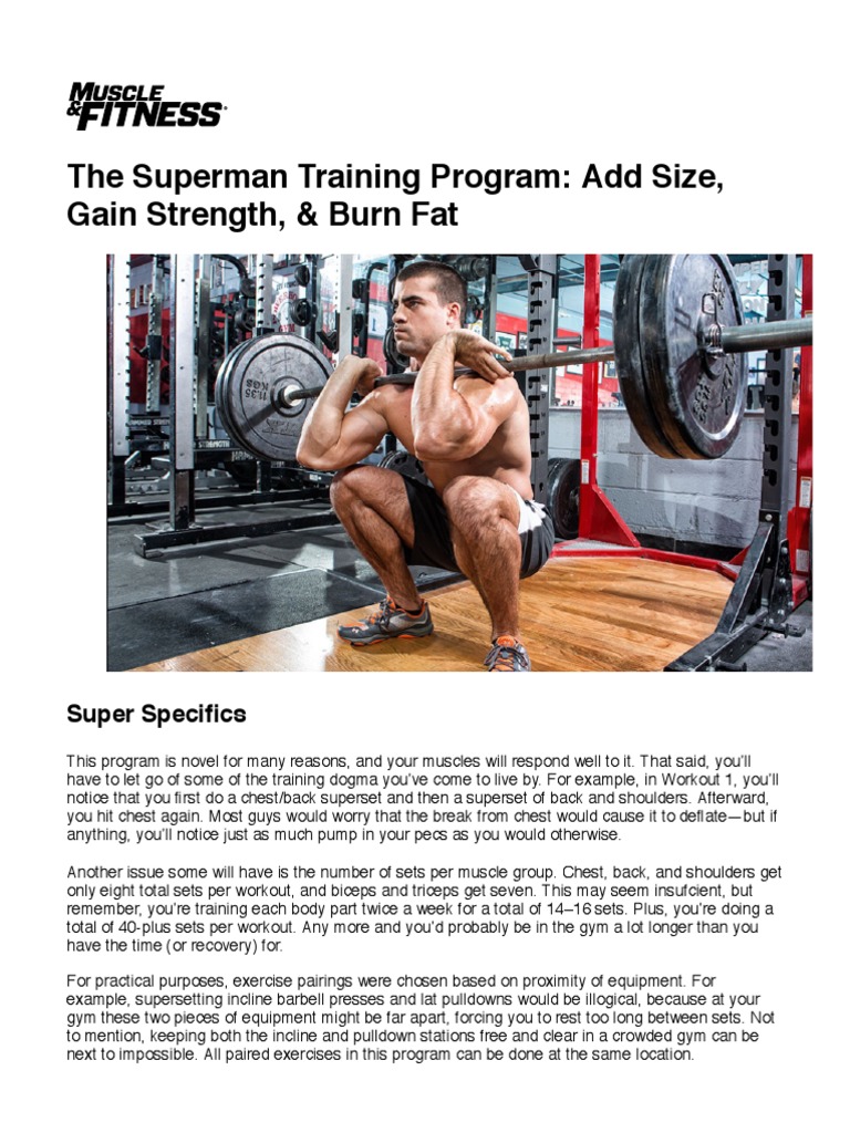 The Superman Training Program - Add Size, Gain Strength, & Burn Fat | PDF | Musculoskeletal ...
