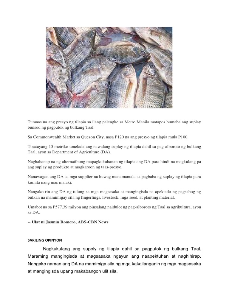 Tumaas Na Ang Presyo NG Tilapia Sa Ilang Palengke Sa Metro Manila Matapos Bumaba Ang Suplay ...