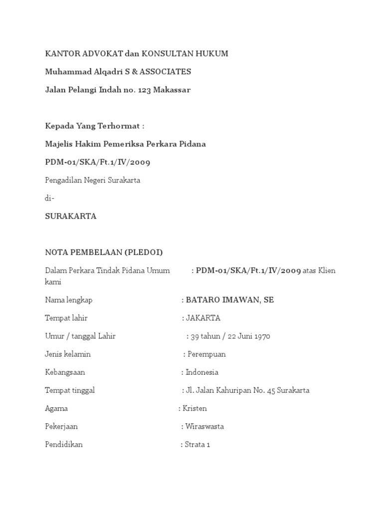 Contoh Pledoi 2 | PDF