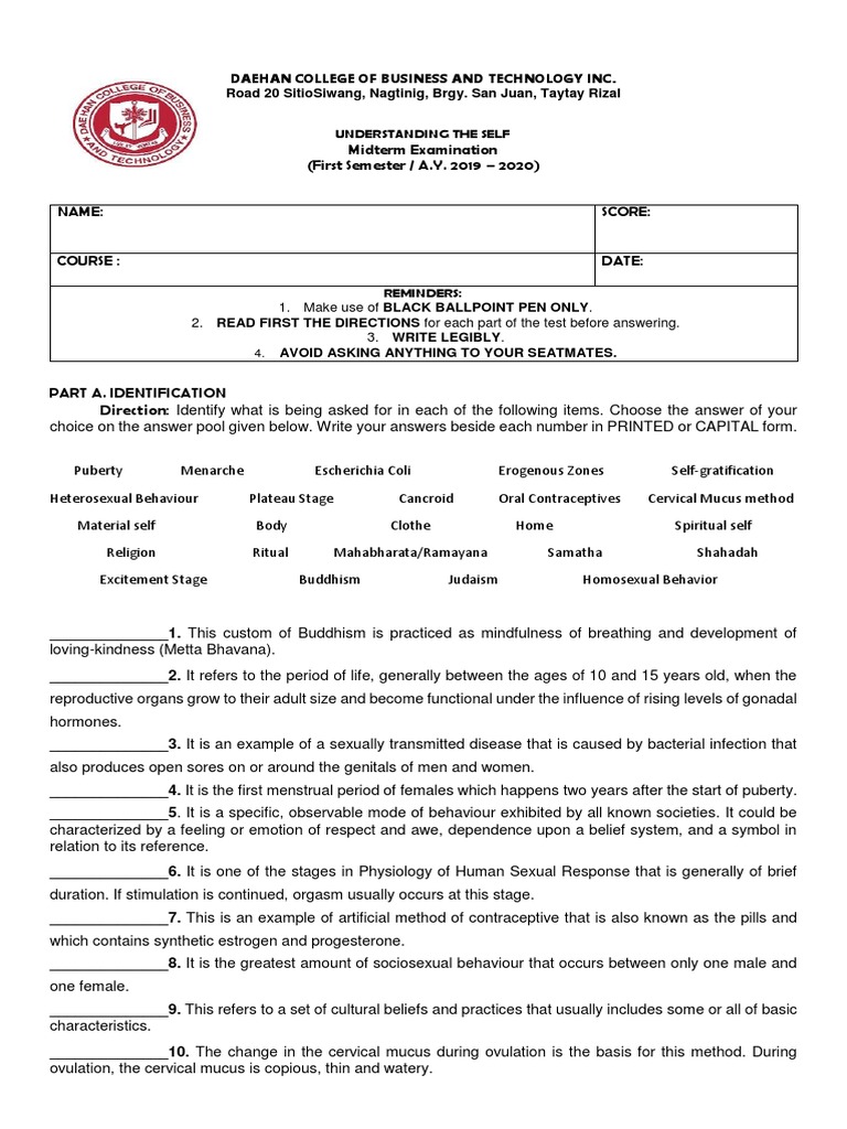 Midterm Exam in Uts | PDF | Sexual Arousal | Orgasm