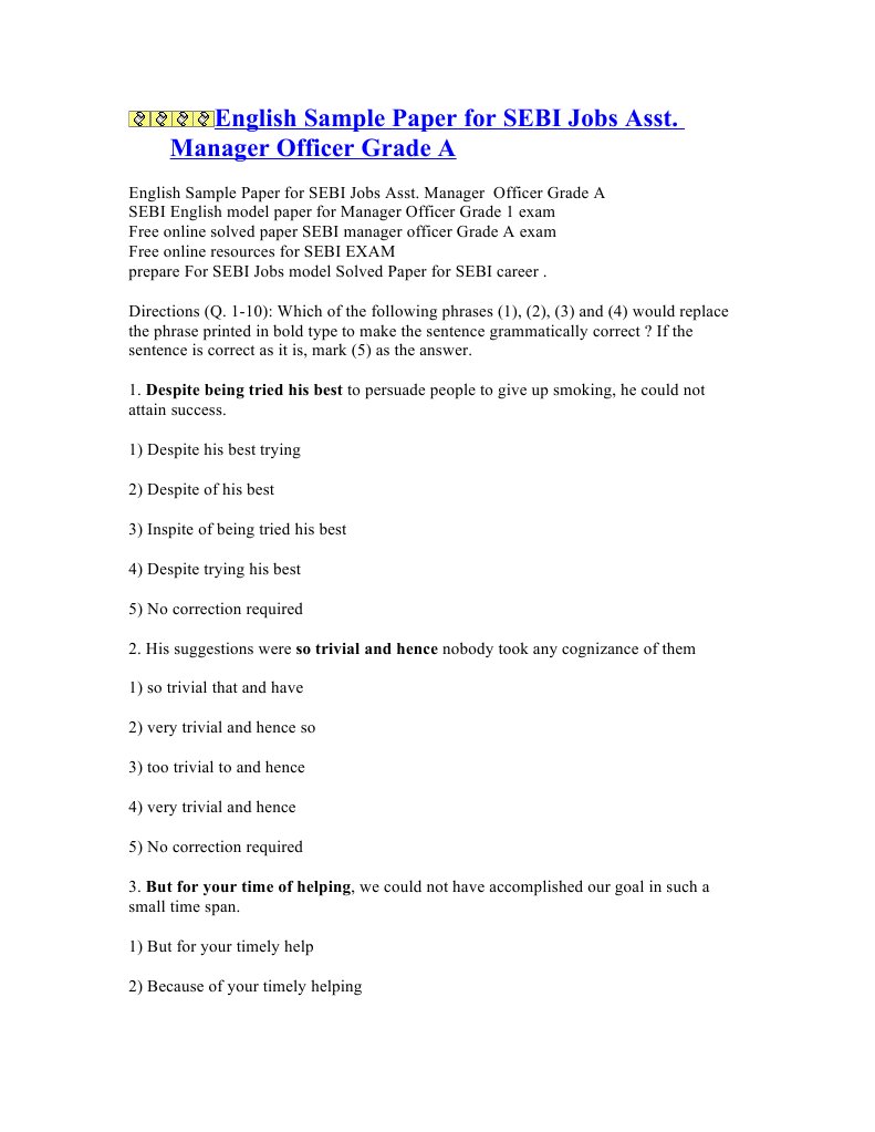 Sebi Sample Paper | PDF