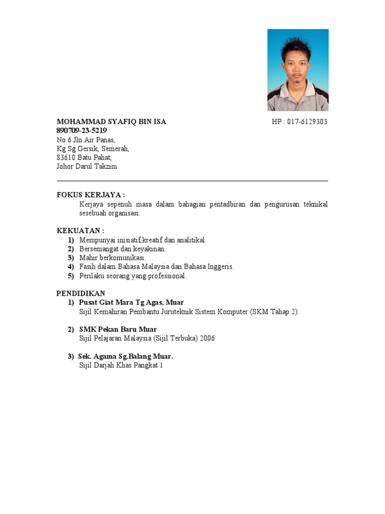 Resume Syafiq | PDF