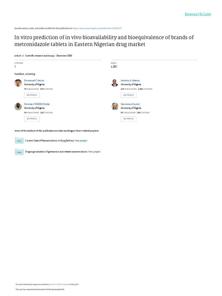 In Vitro Prediction of in Vivo Bioavailability and | PDF | Tablet ...