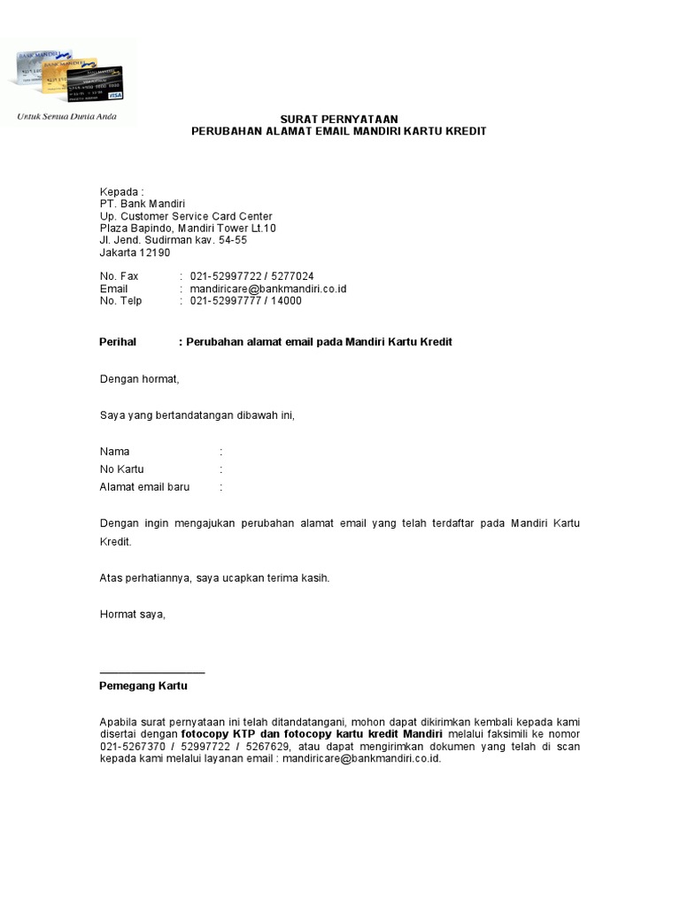 Format Surat Permohonan Perubahan Alamat Email | PDF