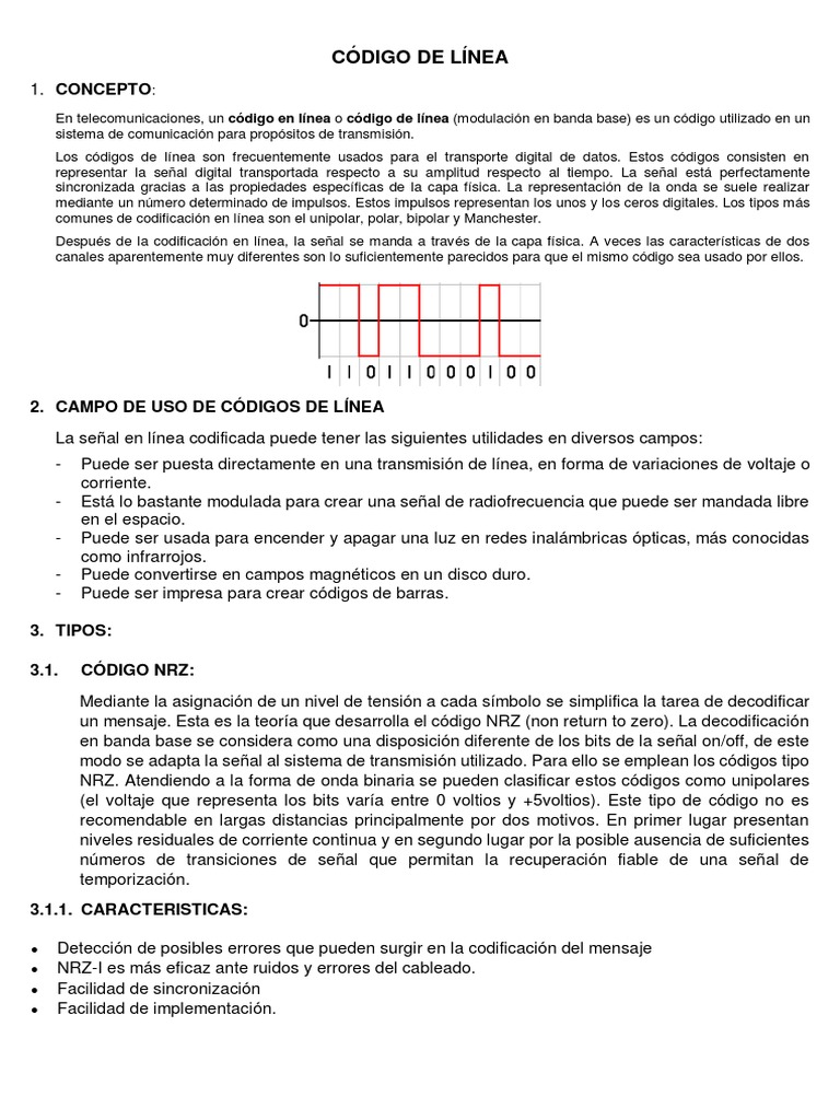 Codigo de Linea | PDF | Ingeniería en telecomunicaciones | Ingenieria ...
