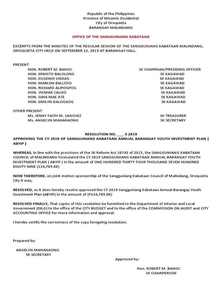 Abyip Resolution | PDF | Youth Organizations | Youth