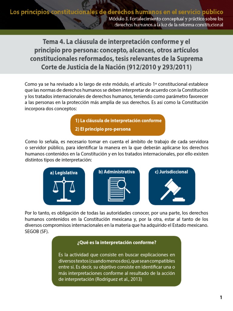 La Cláusula de Interpretación Conforme y El Principio Pro Persona ...