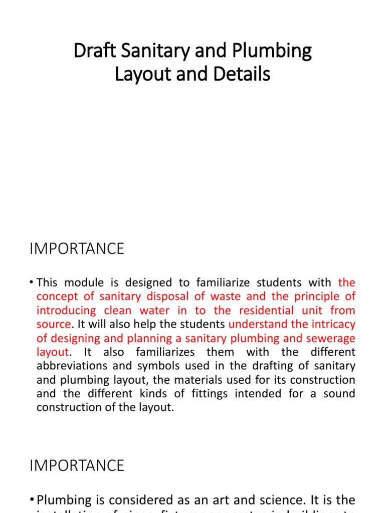 Drafting Sanitary Plumbing Layouts | PDF