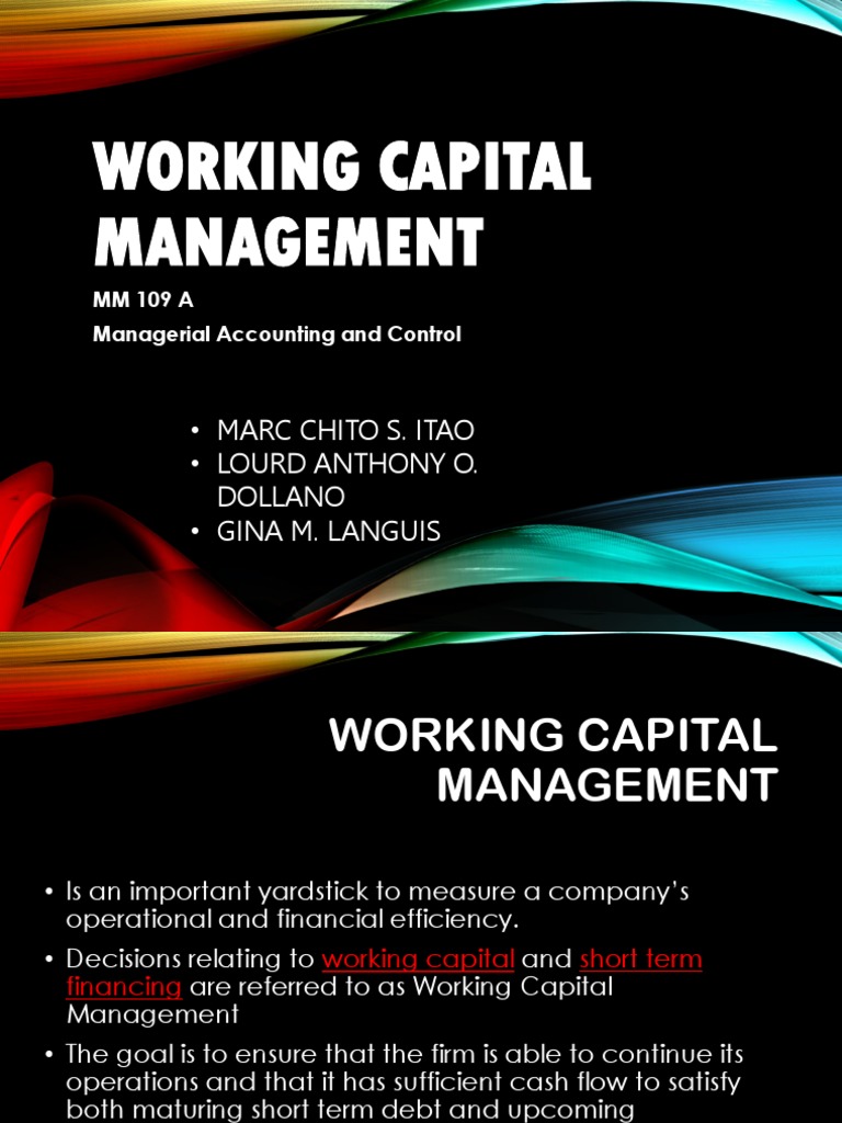 Working Capital Management Objectives | PDF | Working Capital | Inventory