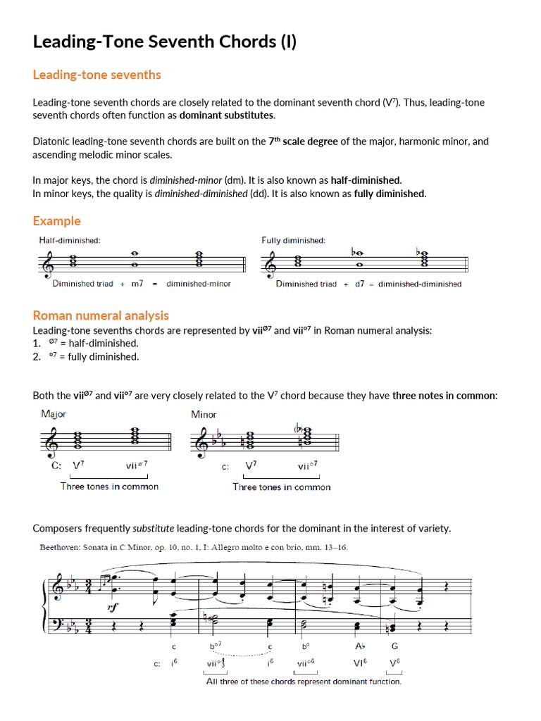 Week 15 - Leading-Tone Seventh Chords | PDF