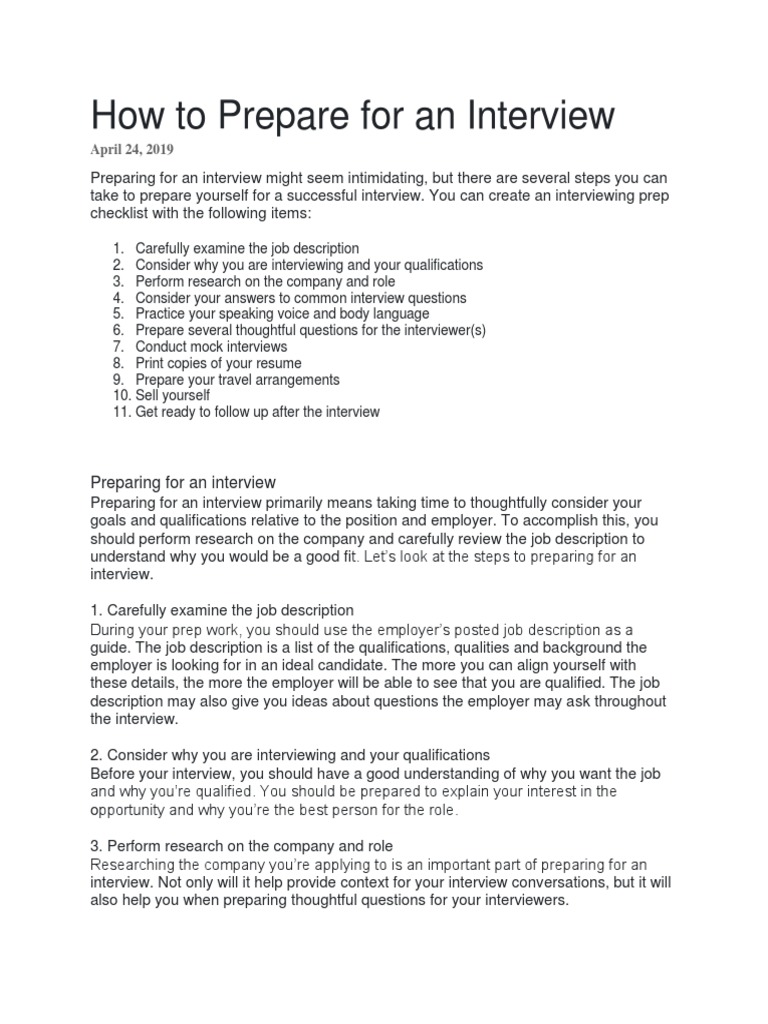 How To Prepare For A Job Interview | PDF | Interview | Question