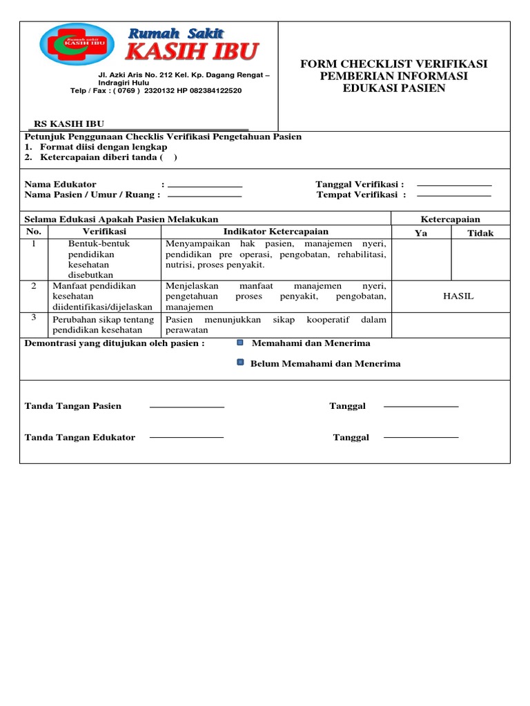 Form Checklist Verifikasi | PDF