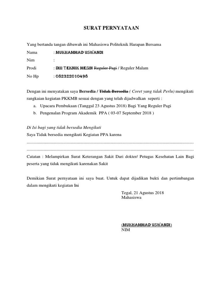Surat Pernyataan Ppa | PDF