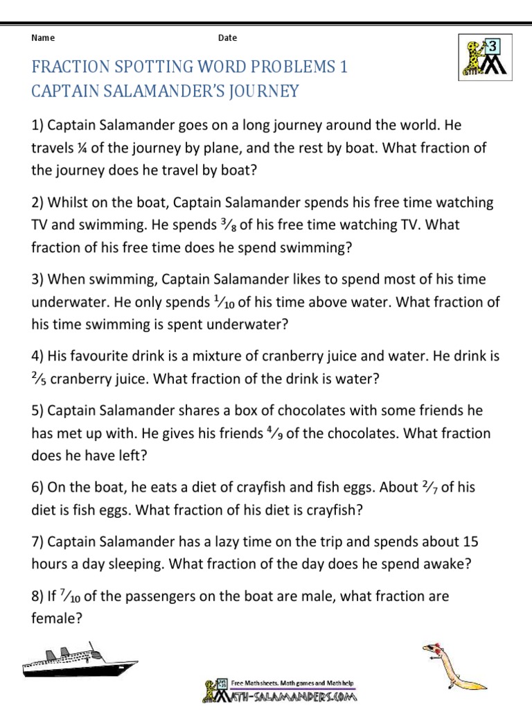 Fraction Word Problems Fraction Spotting | PDF | Nature