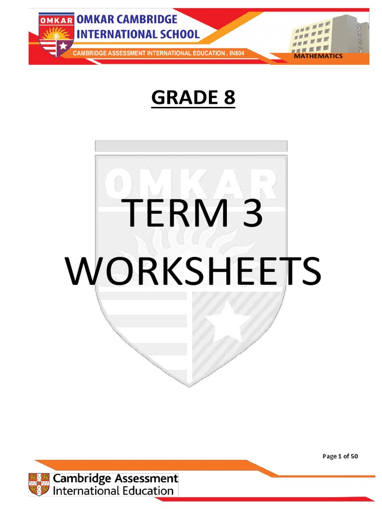 Grade - 8 - Maths - Worksheet - Term 3 | PDF | Angle | Area