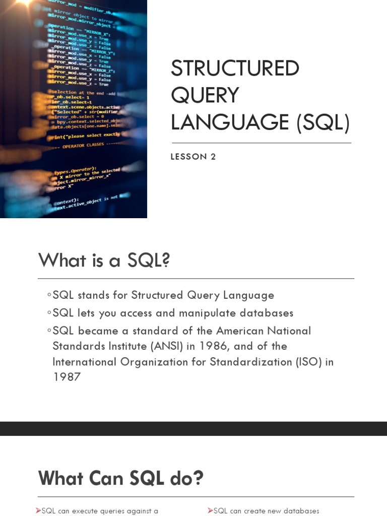 SQL Basics and Select Statements | PDF | Sql | Relational Database