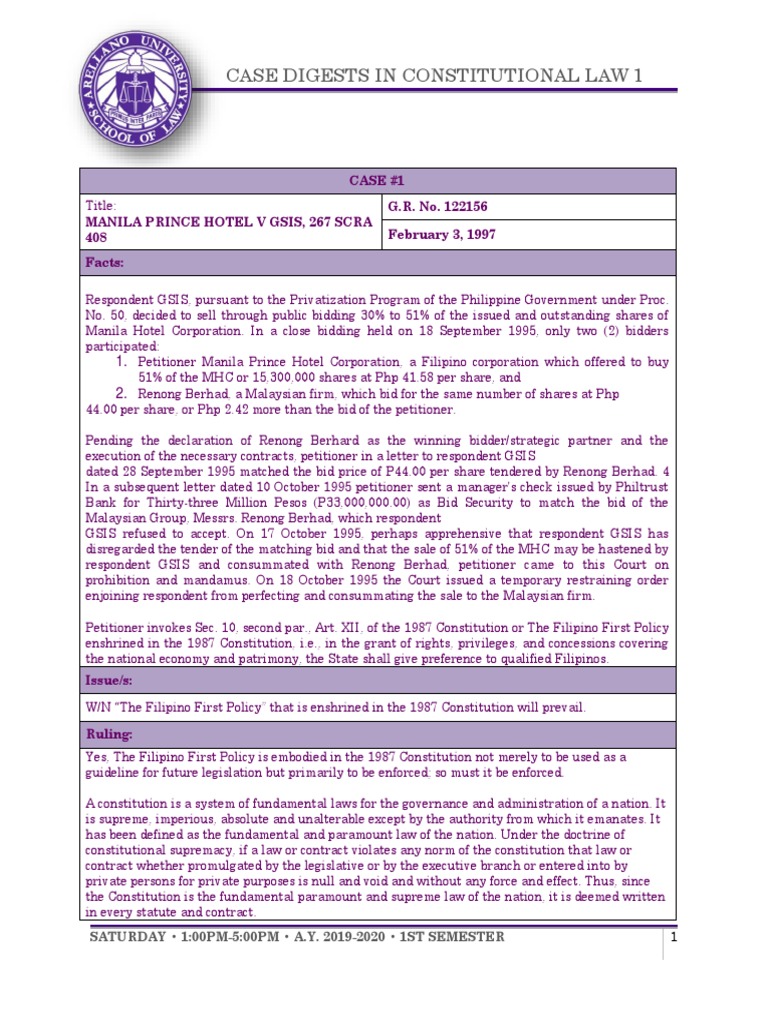 The Filipino First Policy: A Case Analysis Upholding Constitutional ...
