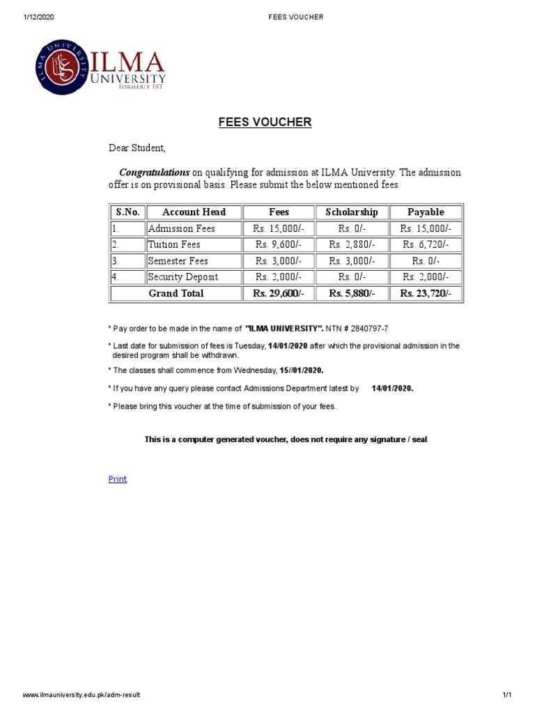 ILMA University Fee Structure 2020 | PDF