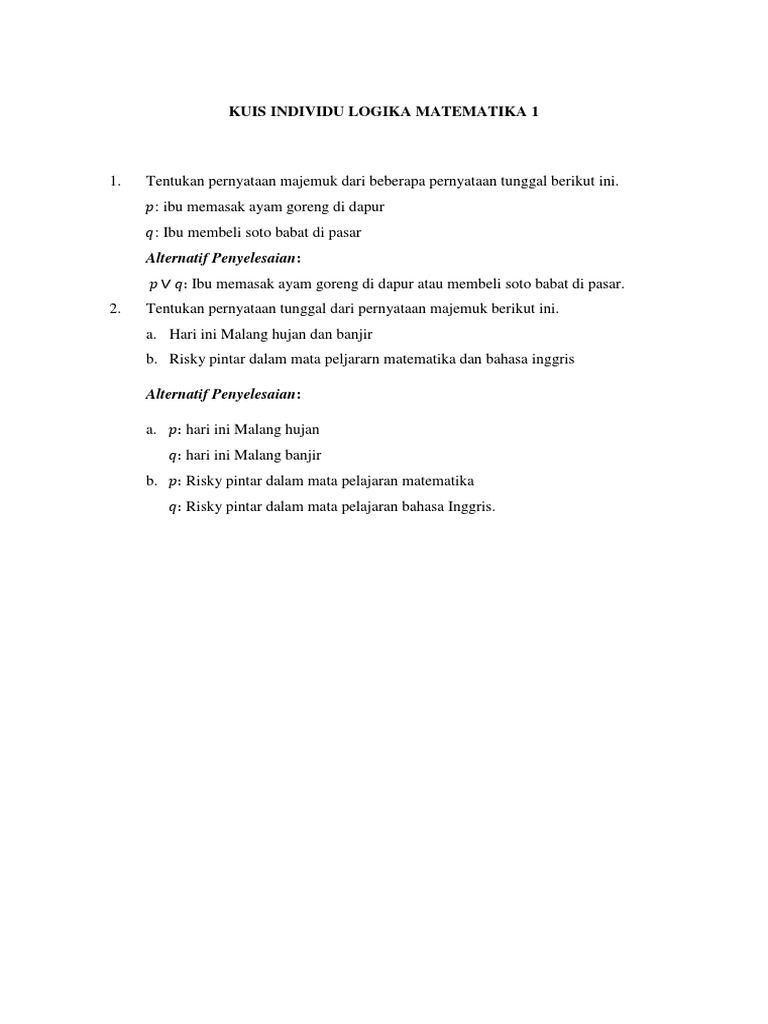 Kuis Individu Logika Matematika | PDF