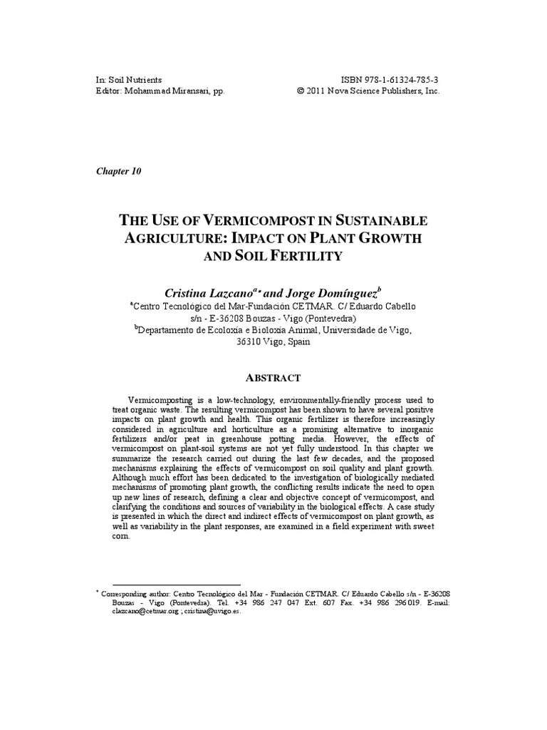 The Use of Vermicompost PDF | PDF | Fertilizer | Compost