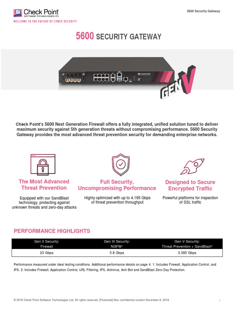 Checkpoint5600 Security Gateway Datasheet | PDF | Firewall (Computing ...
