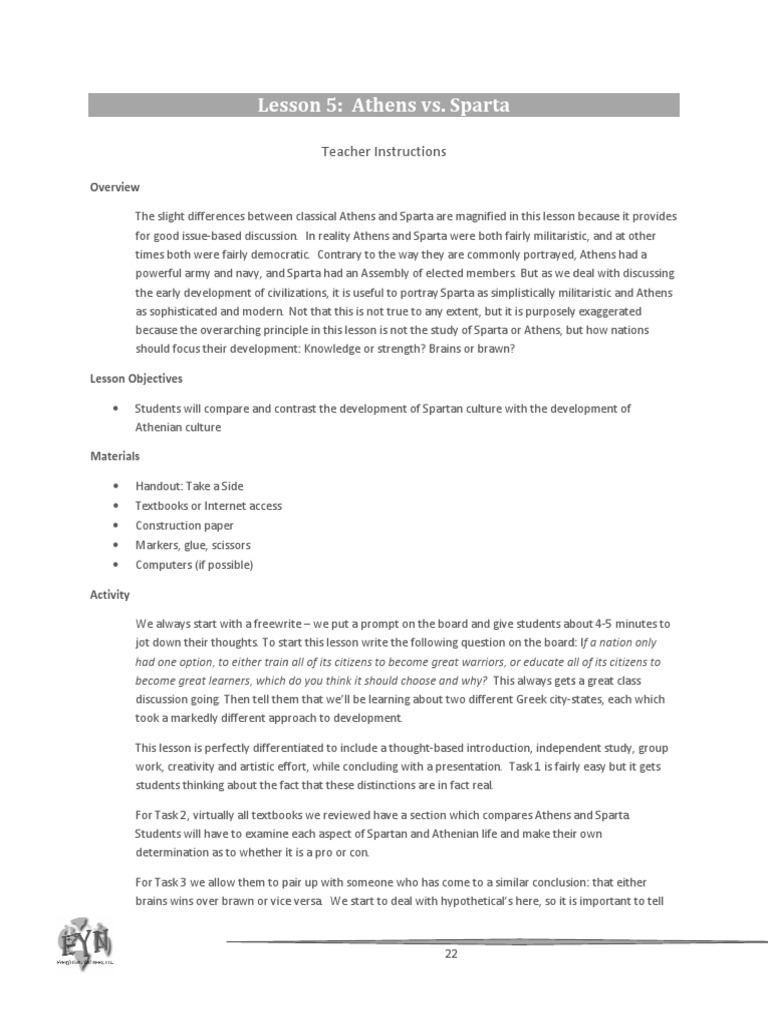 Athens Vs Sparta Activity PDF | PDF | Sparta | Citizenship