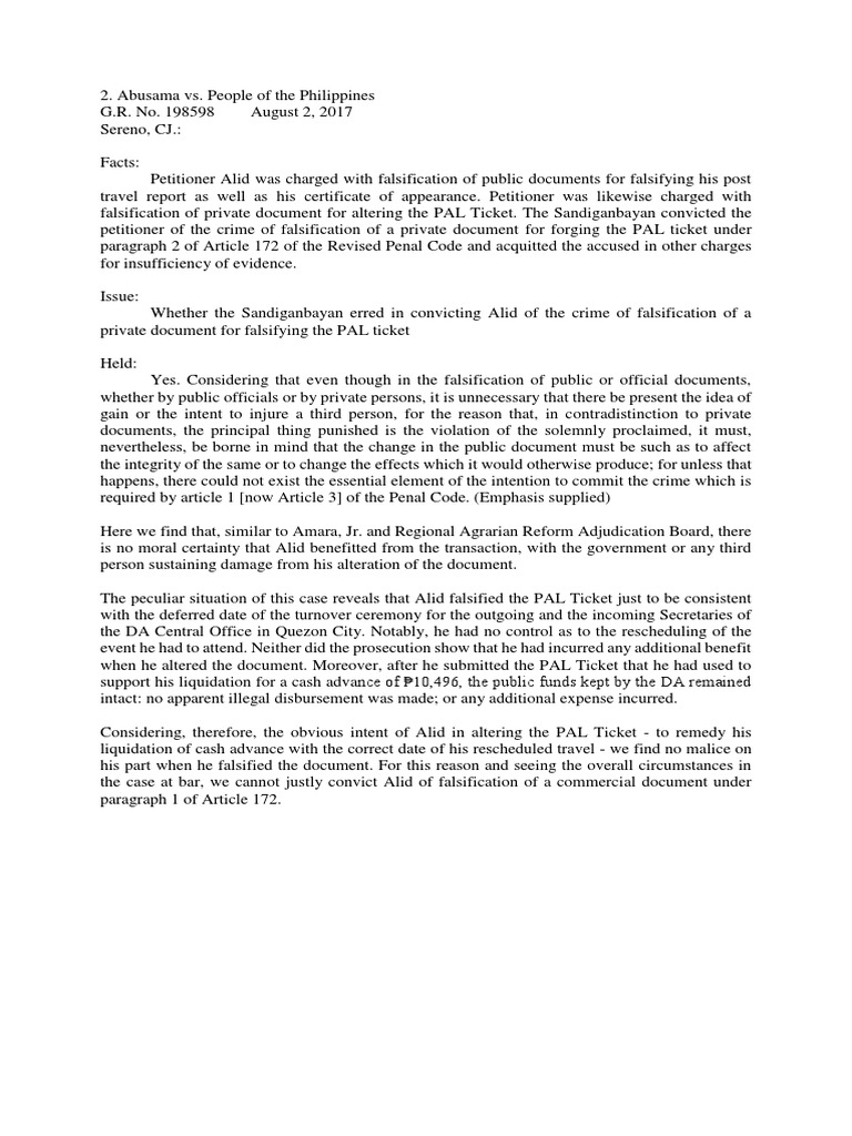 Abusama Vs People | PDF | Falsifiability | Crime & Violence