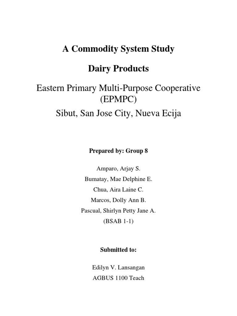 DAIRY INDUSTRY Commodity Study | PDF | Dairy | Milk