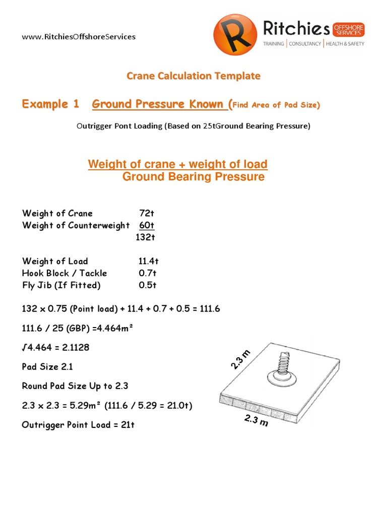 Crane Outrigger Load Calculation Guide | PDF | Crane (Machine) | Drag ...