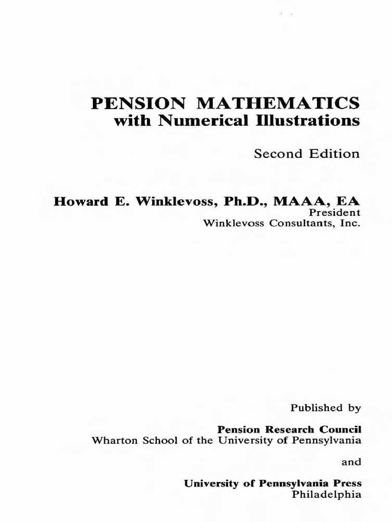Pension Mathematics Winklevoss | PDF | Pension | Retirement