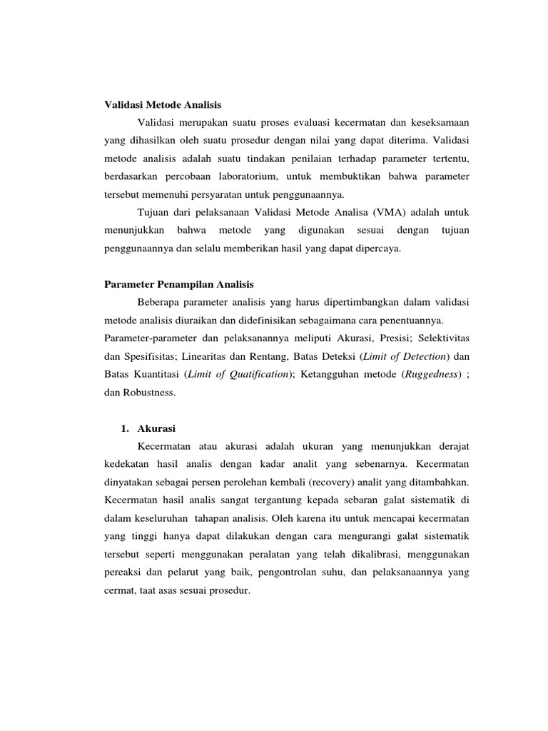 Validasi Metode Analisis | PDF
