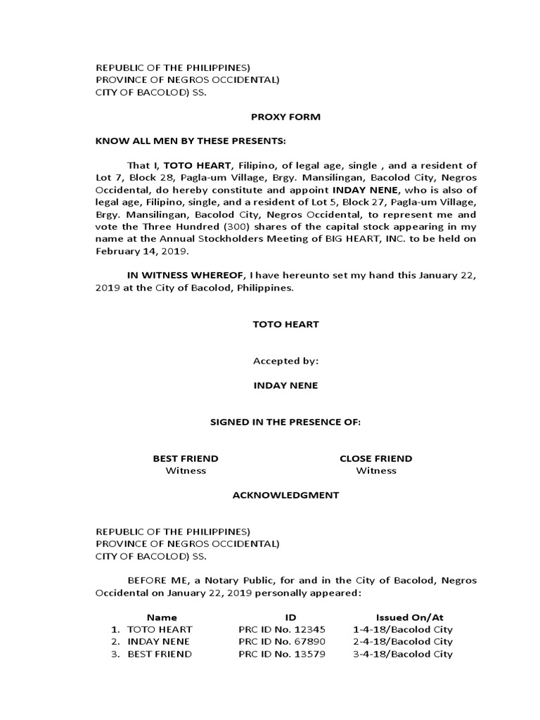 Proxy Form | PDF | Civil Law (Common Law) | Practice Of Law