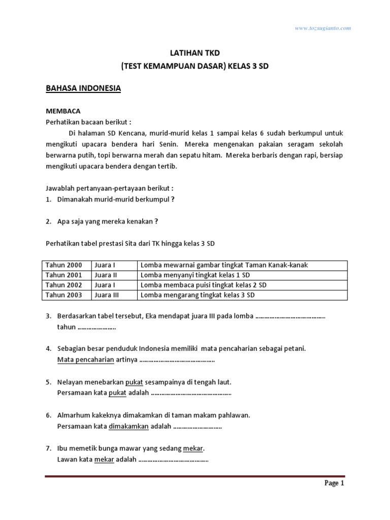 Soal Latihan TKD | PDF