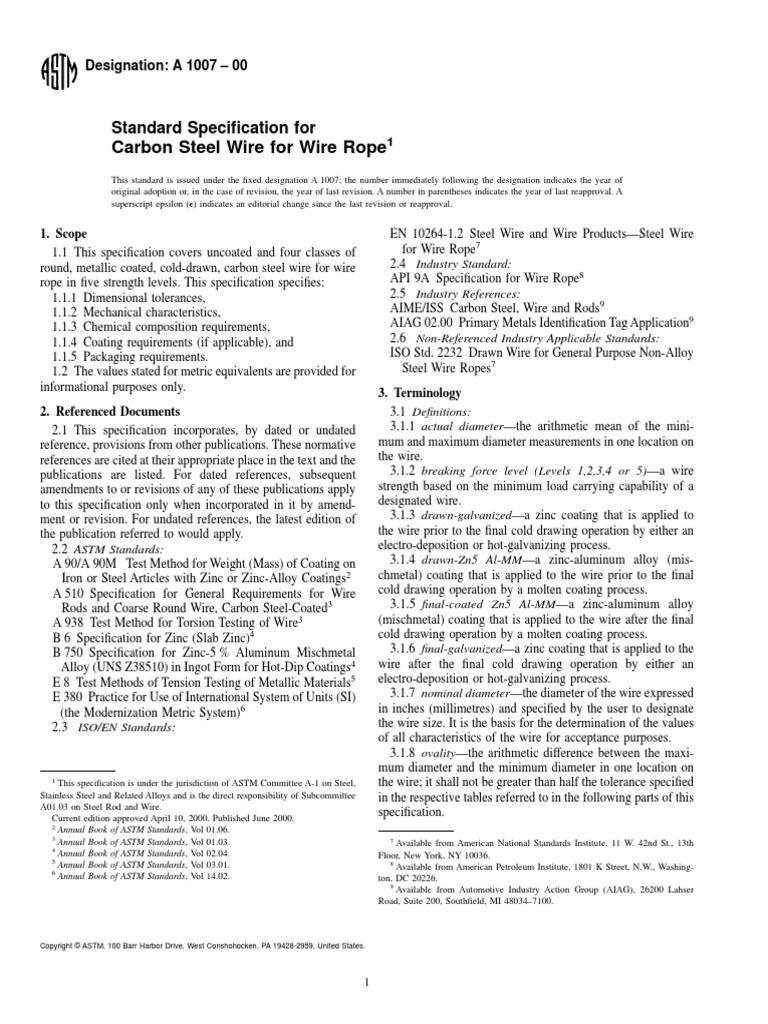 Astm A1007 PDF | PDF | Specification (Technical Standard) | Metals
