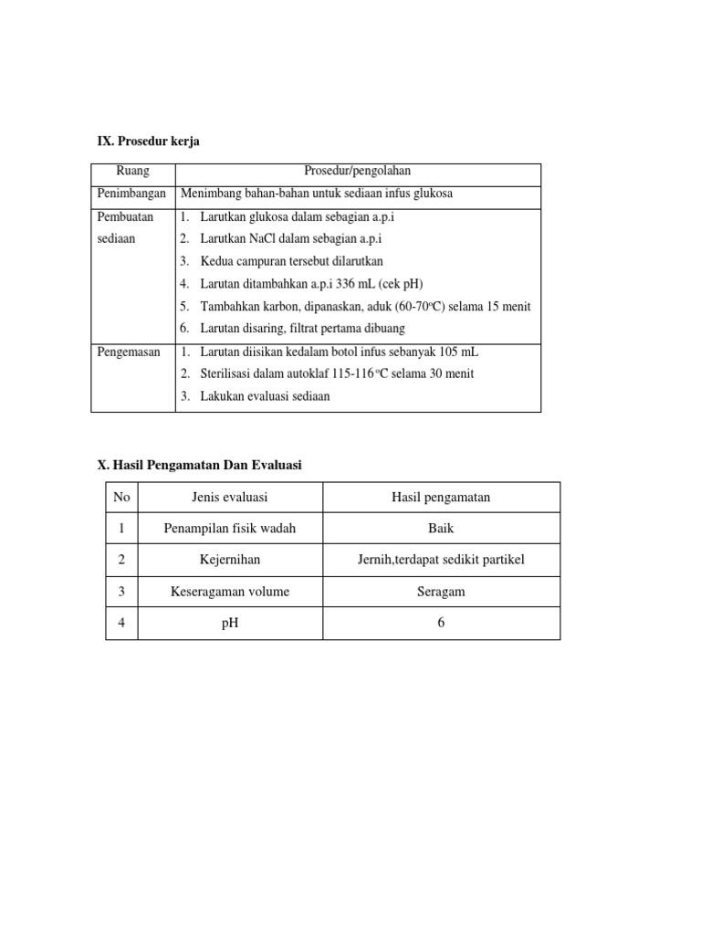 Prosedur, Evaluasi Infus Glukosa | PDF