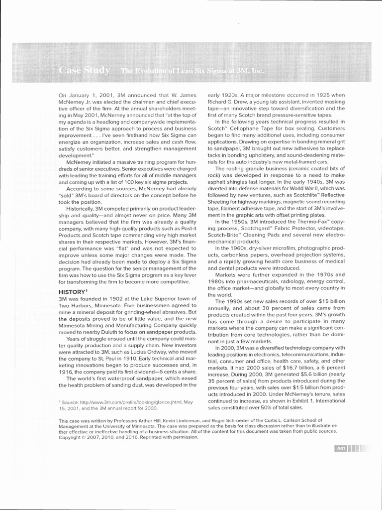 (020320) The Evolution of Lean Six Sigma at 3M. Inc PDF | PDF | Six ...
