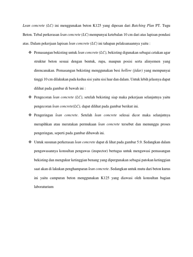 Pekerjaan Lapisan Beton Kurus | PDF