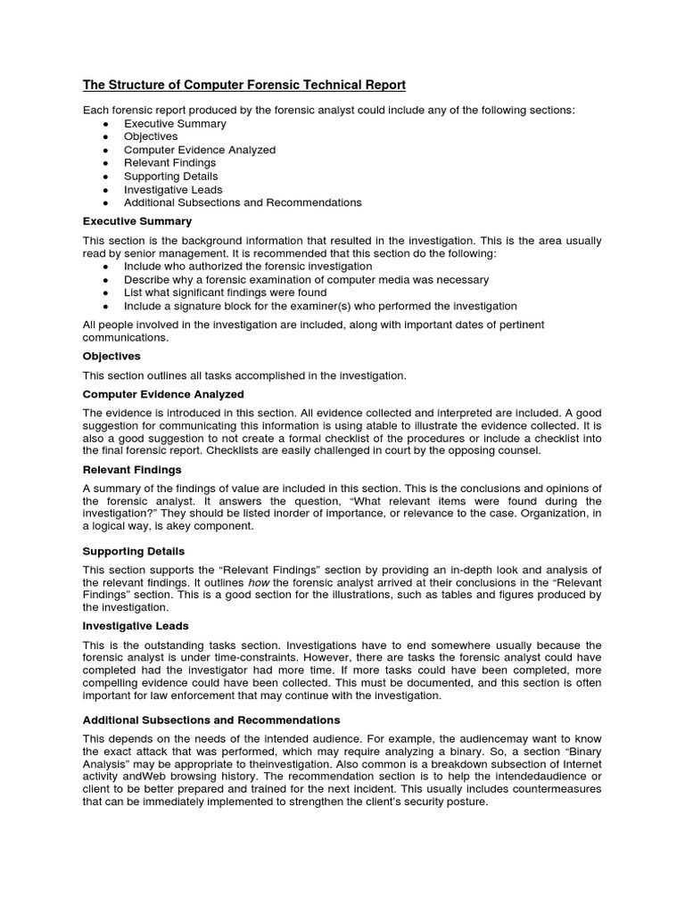 The Structure of Computer Forensic Technical Report | PDF | Forensic ...