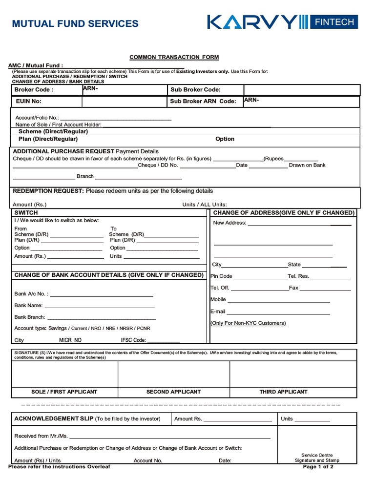 Common Transaction Form | PDF | Cheque | Banks