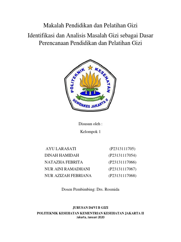 Makalah Pendidikan Dan Pelatihan Gizi Kel 1 | PDF | Karier & Perkembangan | Sains & Matematika