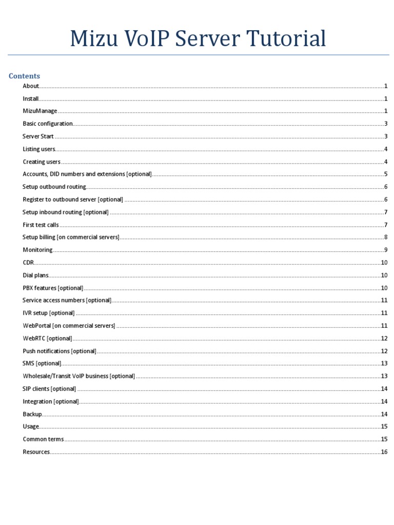 Mizu Voip Server Tutorial PDF | PDF | Session Initiation Protocol ...
