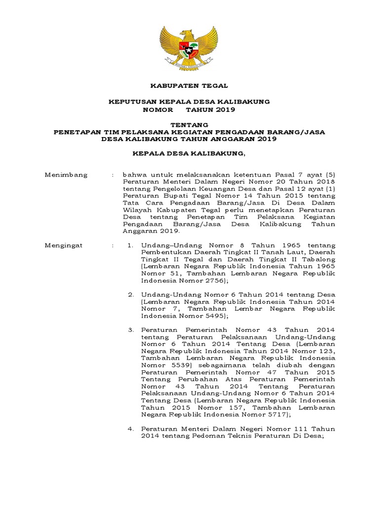 Contoh SK TPK-PBJ | PDF