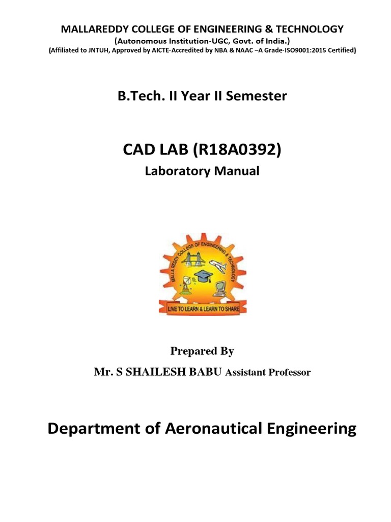 Cad Lab Manual 2019-20 | PDF | Technical Drawing | Computer Aided Design