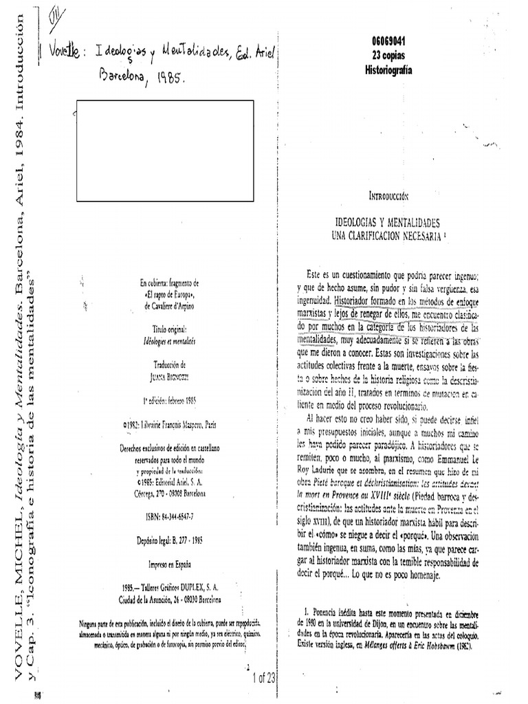 VOVELLE, Ideologias y Mentalidades | PDF
