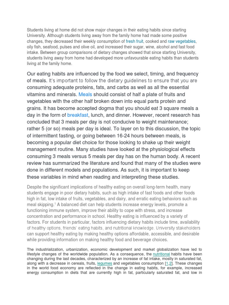 Eating Habits | PDF | Healthy Diet | Diet (Nutrition)