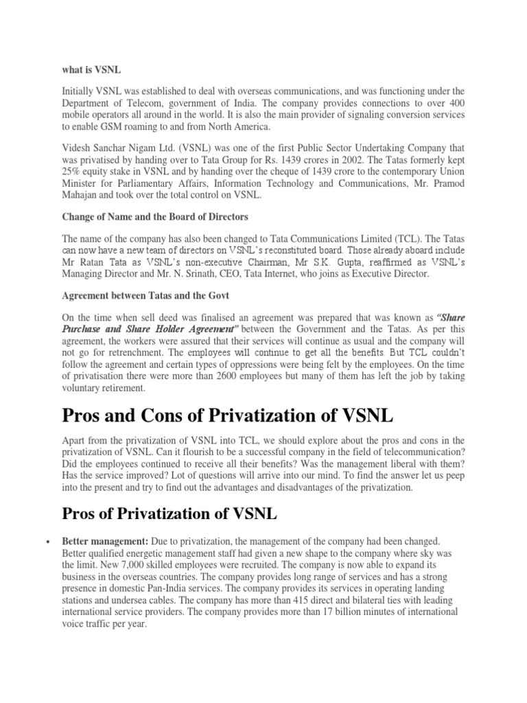 Privatisation of VSNL | PDF | Telecommunications | Networks