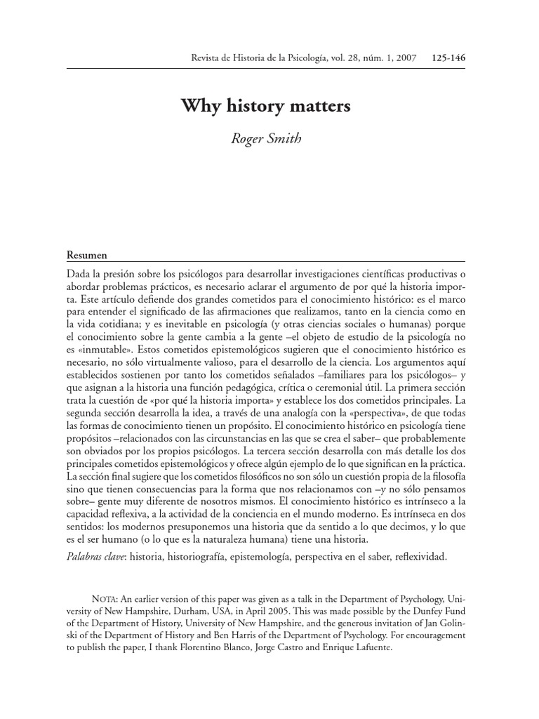 Why History Matters PDF | PDF | Conocimiento | Justificación