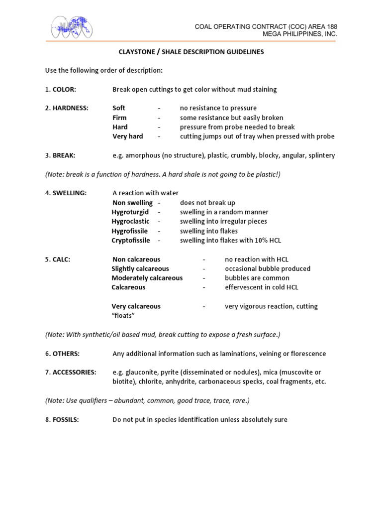 MPI - Claystone and Shale Description Guidelines | PDF