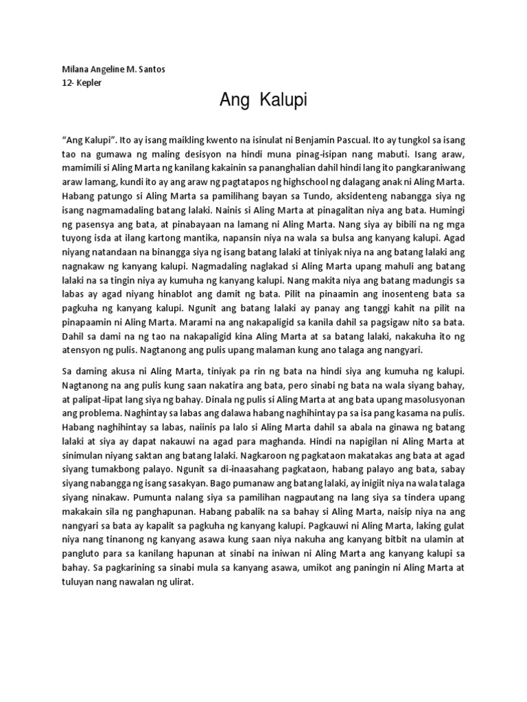 Ang Kalupi Buod | PDF