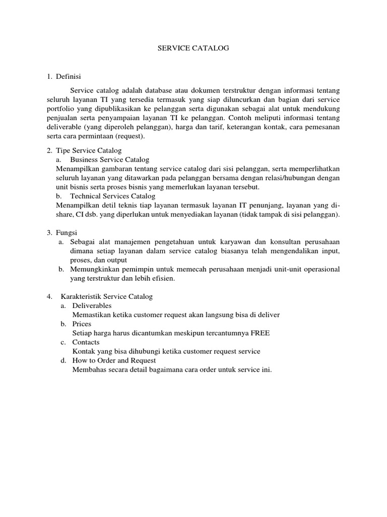 Service Catalog | PDF | Bisnis | Komputer
